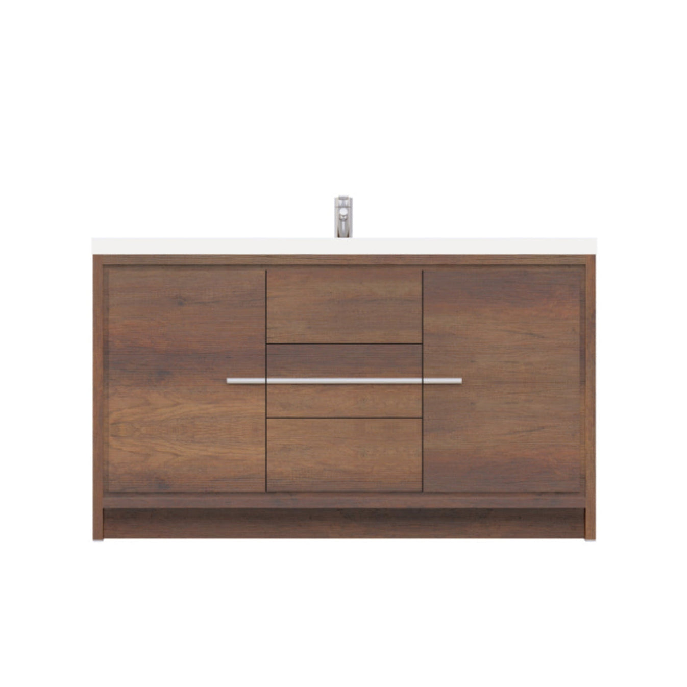 Alya Bath Sortino 60" Single Rosewood Modern Freestanding Bathroom Van ...