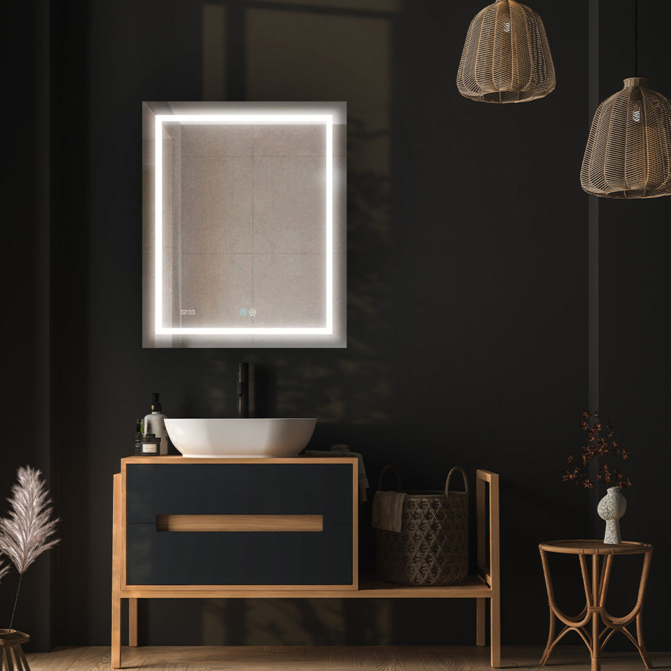 Aquadom Daytona 30" x 40" Rectangle Ultra-Slim Frame LED Lighted Bathr ...