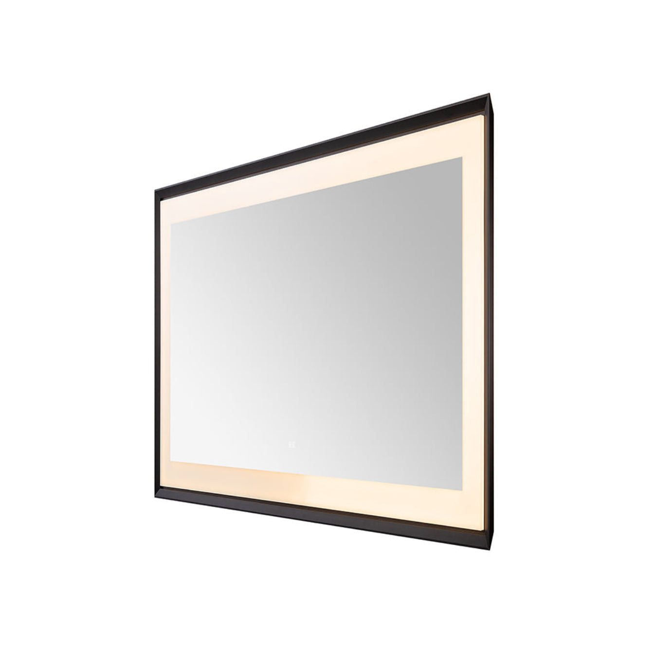 Aquadom Madison 48" x 36" Matte Black LED Lighted Chamfer Frame Mirror ...