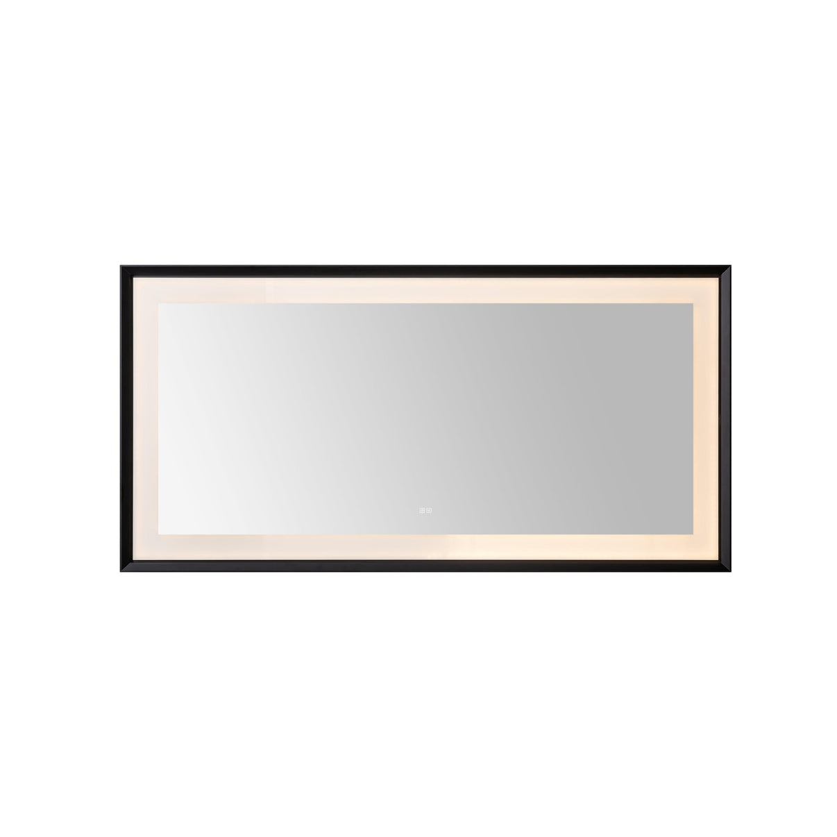 Aquadom Madison 72" x 36" Matte Black LED Lighted Chamfer Frame Mirror ...