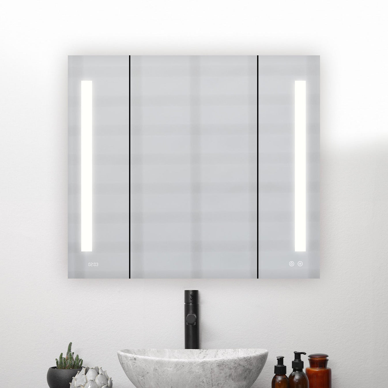 Aquadom Signature Royale 36" x 36" Triple-Door LED Lighted Medicine Ca ...