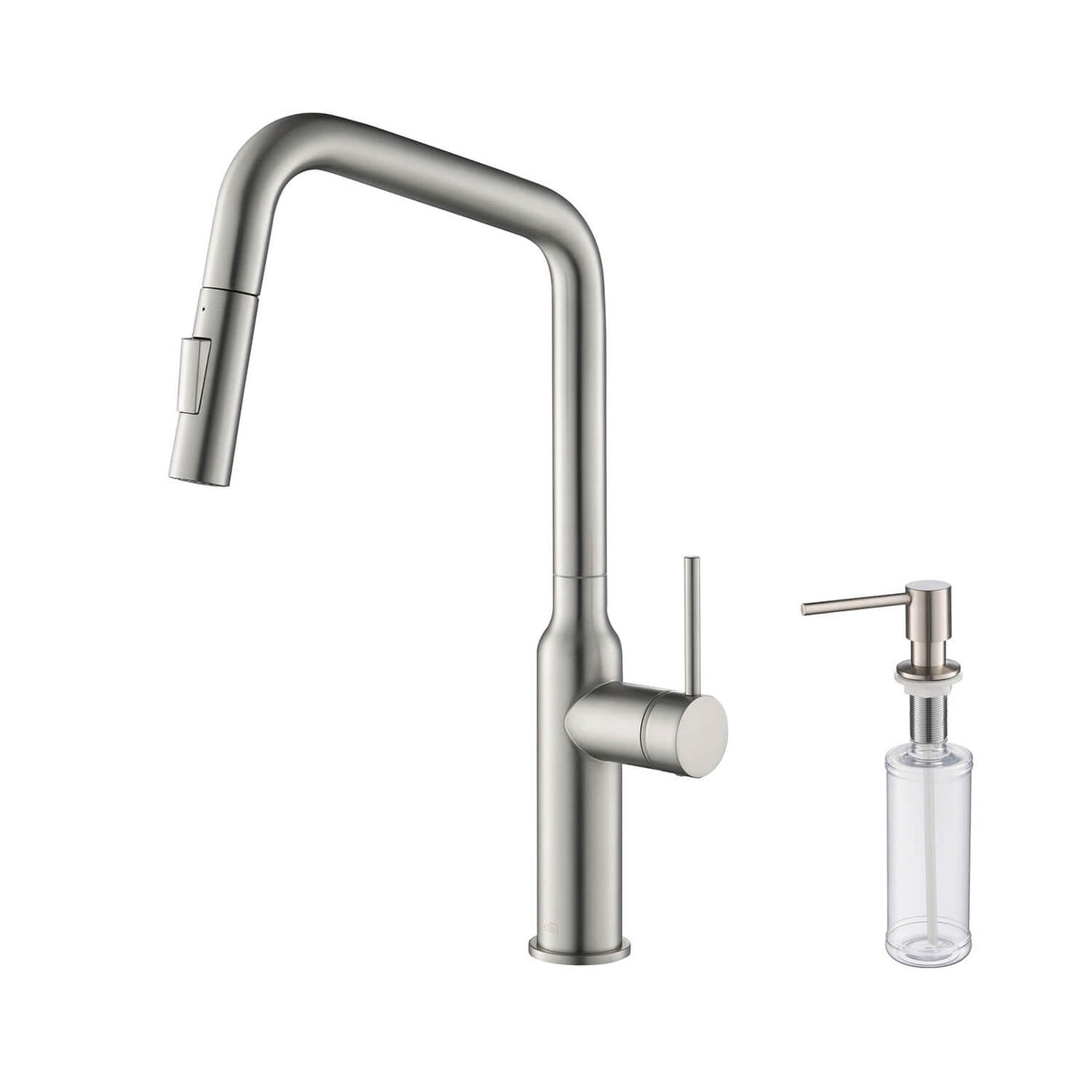 Kibi Macon Single Handle High Arc Pull Down Kitchen Faucet With Soap D ...