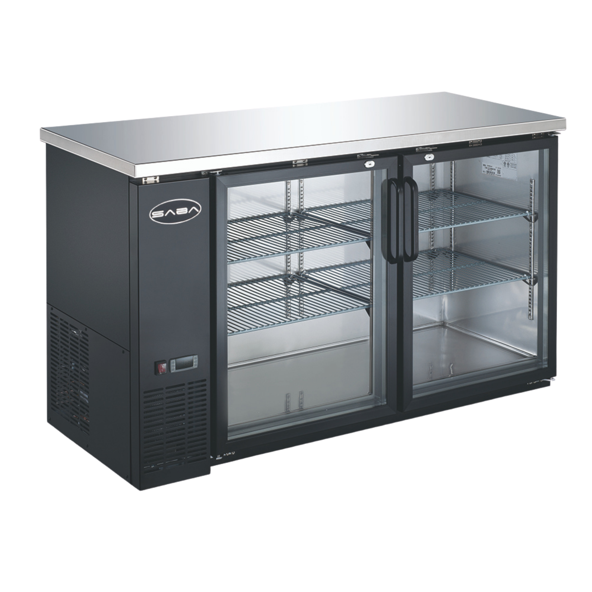 SABA - 24" Depth 60" Two Glass Door Commercial Back Bar Cooler (Black ...