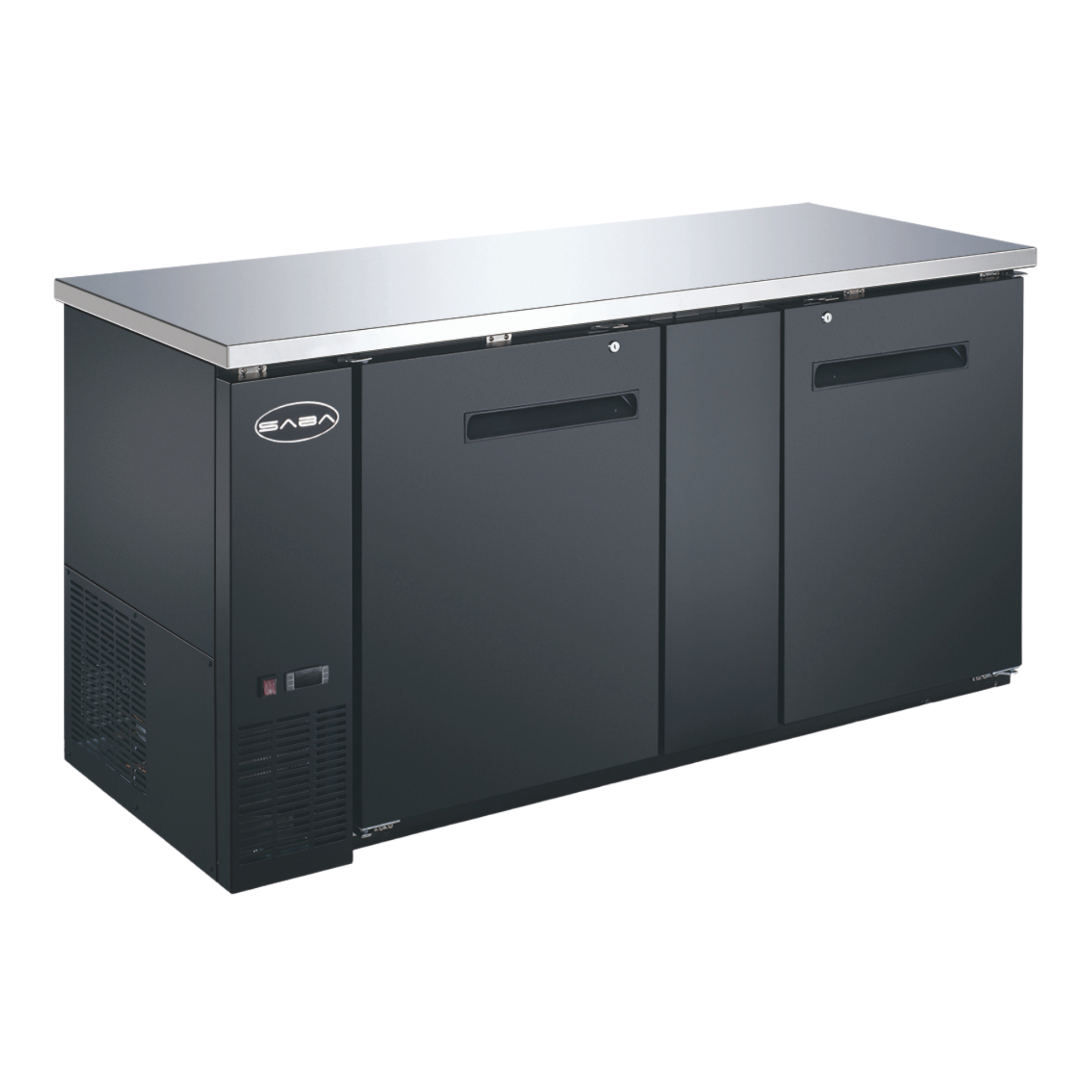 SABA 27" Depth 69" Two Door Commercial Back Bar Cooler (Black) - SBB-2 ...