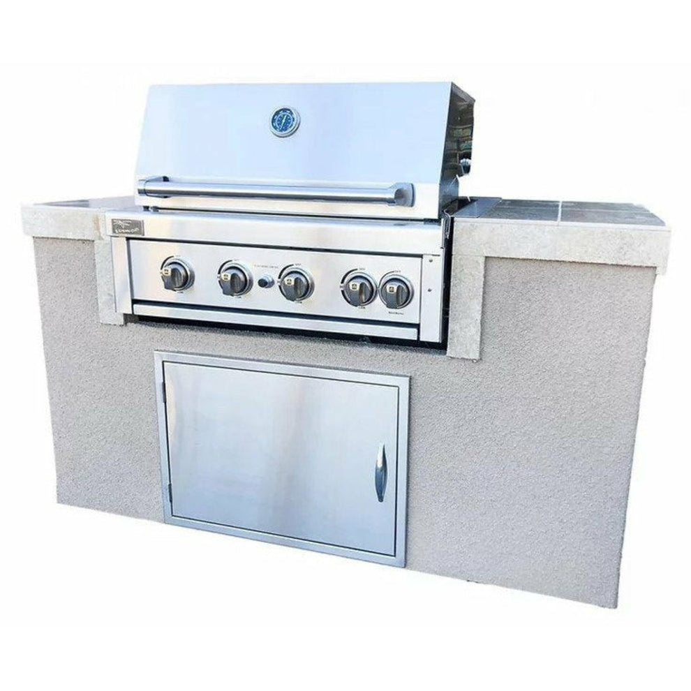 KOKOMO The Cayman 5' BBQ Island with 4 Burner Built In BBQ Grill - CAY ...