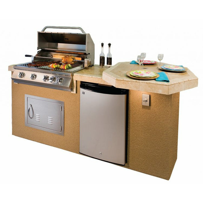 KoKoMo Poly 7'6" BBQ Island with Octagon Bar on Three Sides and Built ...